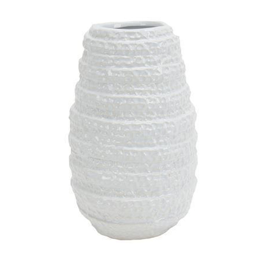 TEXTURED WHITE CERAMIC VASE - Jana Ward Interiors